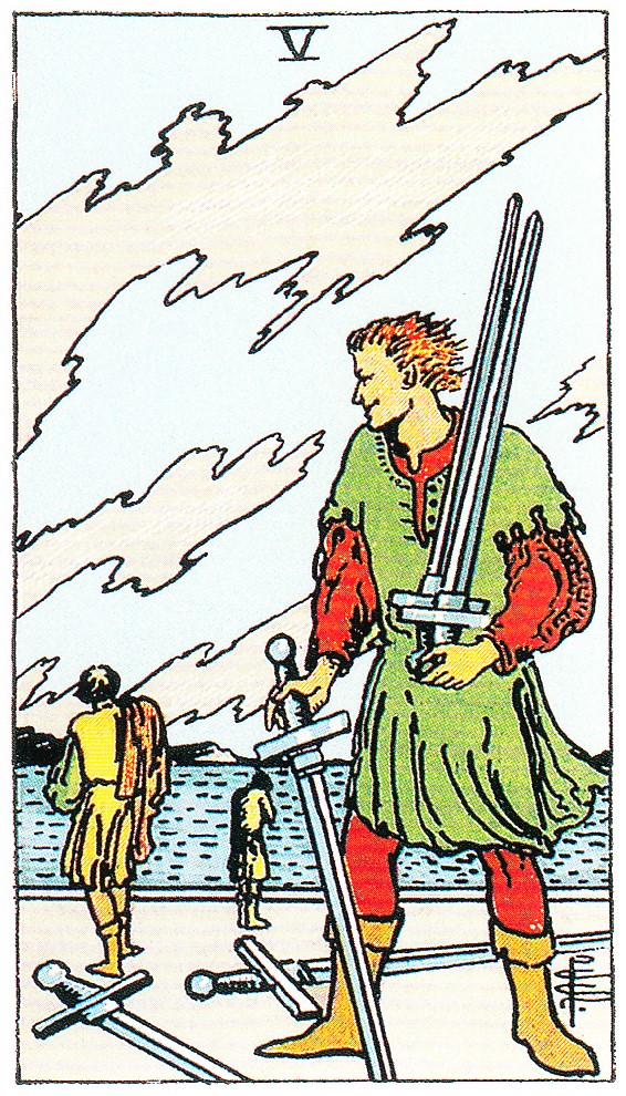 Die 5 der Schwerter - Tarot Tageskarte Die 5 der Schwerter - Tarot Tageskarte